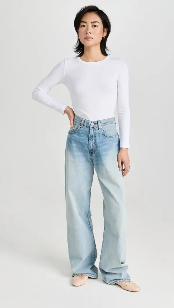 LESET Kelly Slim Fit Long Sleeve Top - White