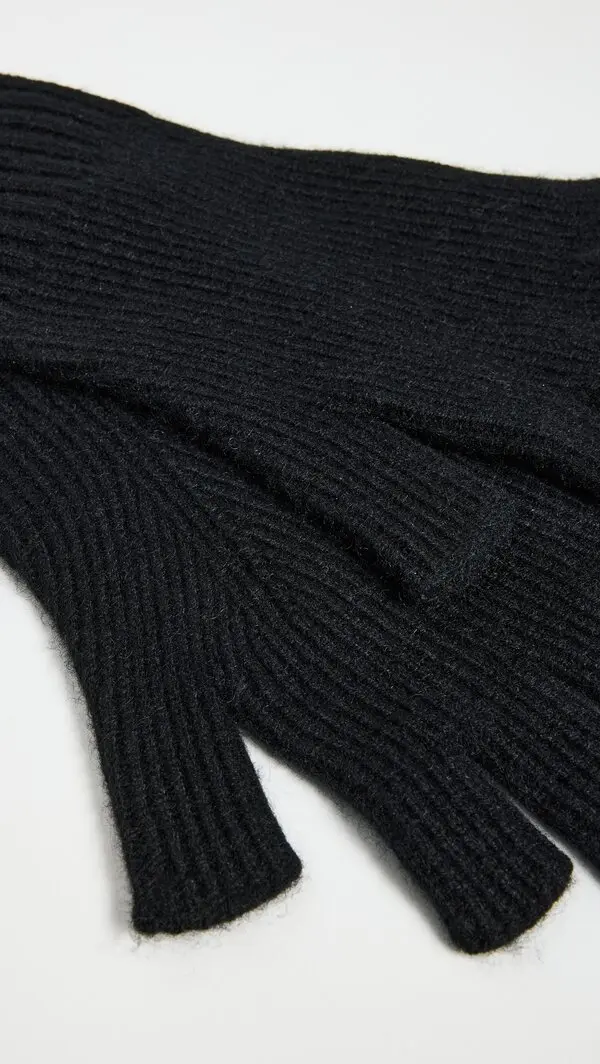 Vince Cashmere Blend Rib Knit Fingerless Gloves - Heather Black