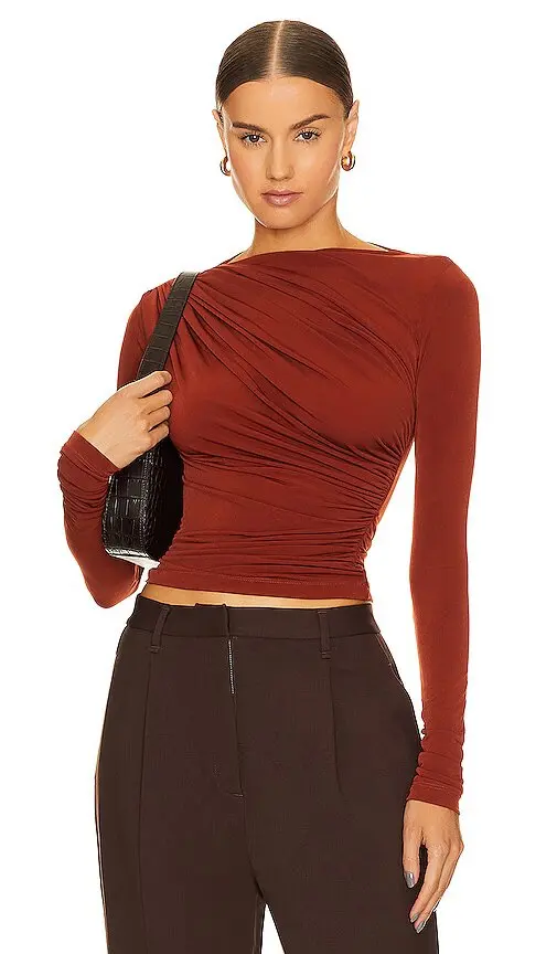 L'academie Tullah Top With Boatneck And Asymmetrical Hem