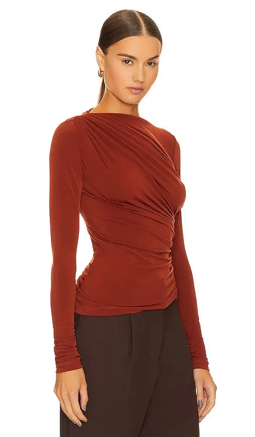 L'academie Tullah Top With Boatneck And Asymmetrical Hem