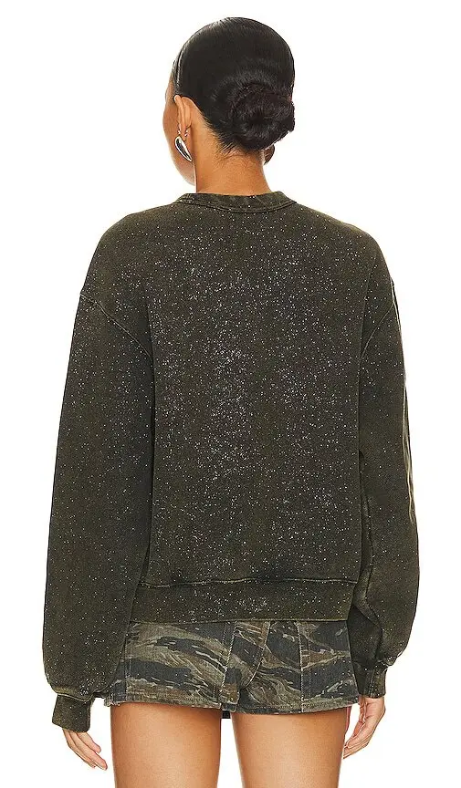 Alexander Wang Glitter Essential Terry Sweatshirt With Puff Logo In Army