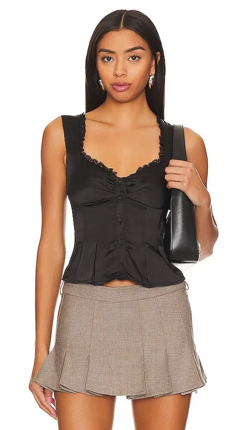 MORE TO COME Mina Bustier Top With Lace Trim