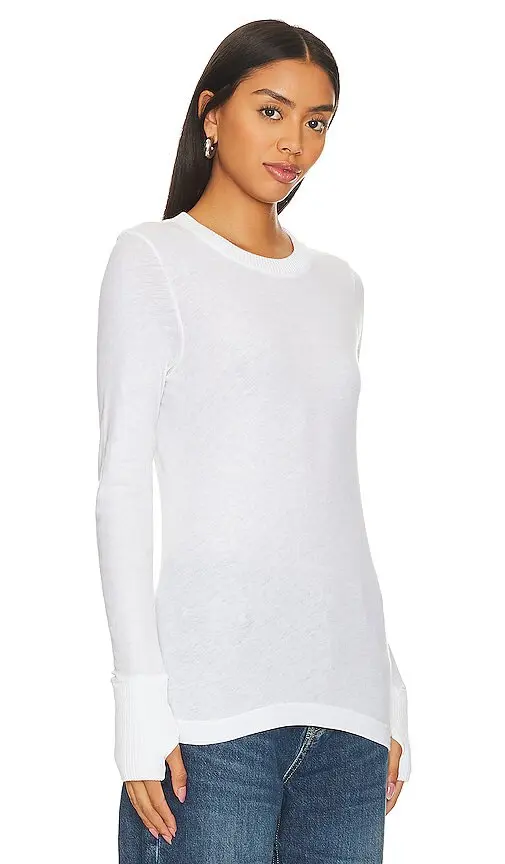 Enza Costa Cashmere Easy Cuffed Crewneck Pullover - White