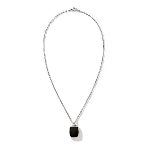 John Hardy Black Onyx Tag Pendant Necklace