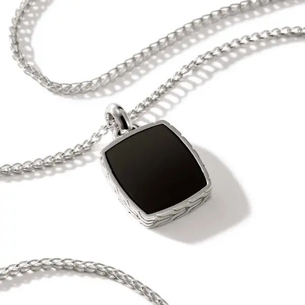John Hardy Black Onyx Tag Pendant Necklace