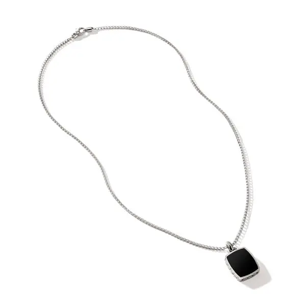 John Hardy Black Onyx Tag Pendant Necklace