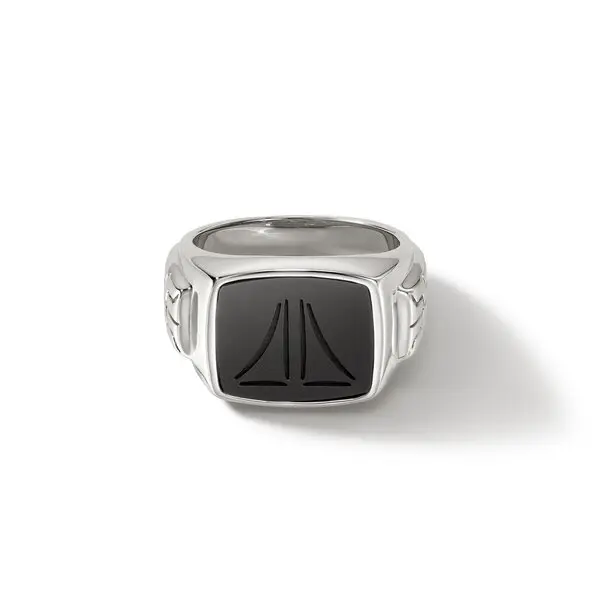 John Hardy Carved Signet Ring - Sterling Silver