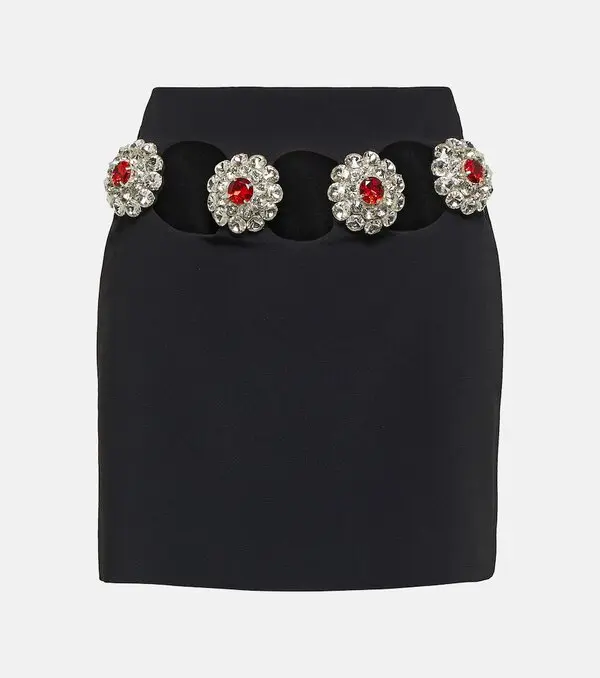 David Koma Crystal-embellished Cutout Miniskirt - Black