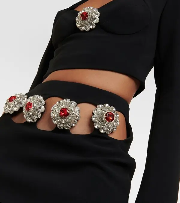 David Koma Crystal-embellished Cutout Miniskirt
