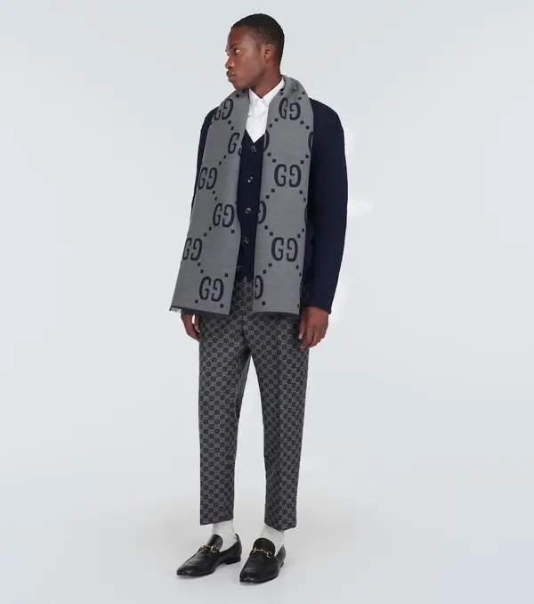Gucci Gg Jacquard Wool-silk Scarf