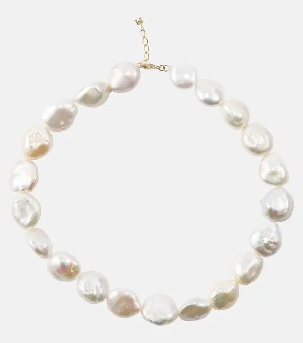 Mateo 14kt Yellow Gold Necklace With Pearls - White