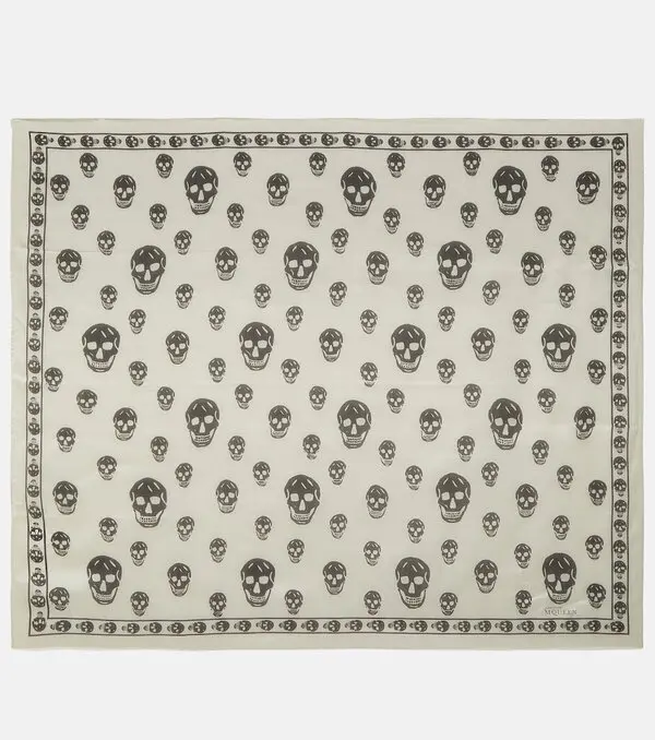 Alexander McQueen Printed Silk Scarf - White