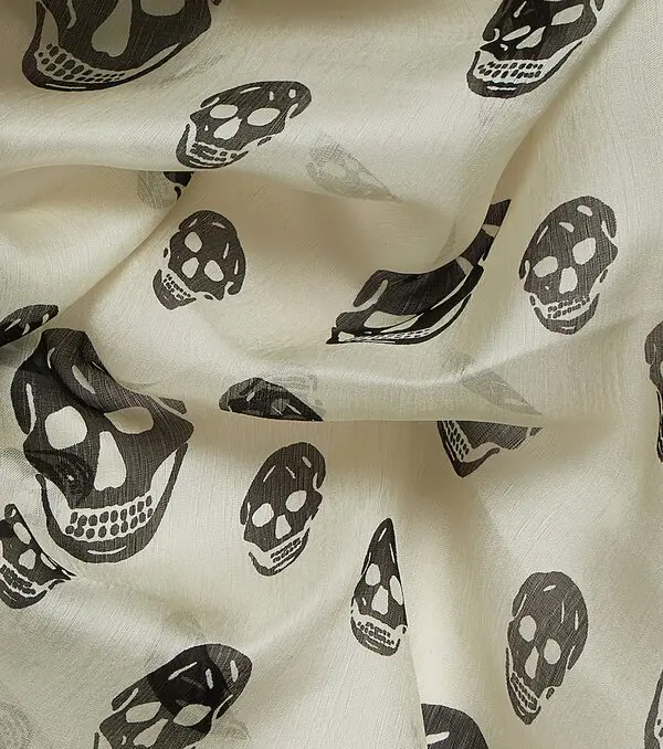 Alexander McQueen Skull Silk Scarf - White