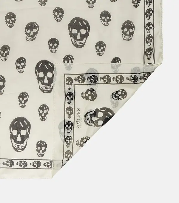 Alexander McQueen Skull Silk Scarf - White