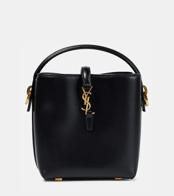 Saint Laurent Le 37 Mini Leather Bucket Bag - Black