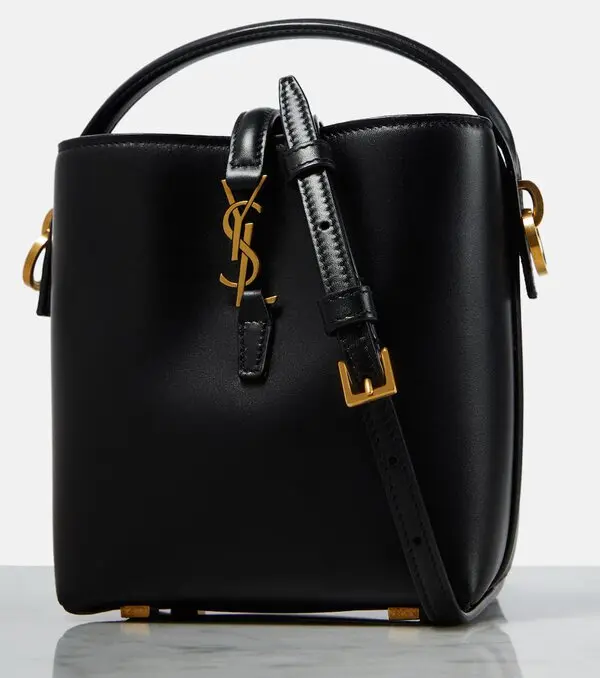 Saint Laurent Le 37 Mini Leather Bucket Bag - Black