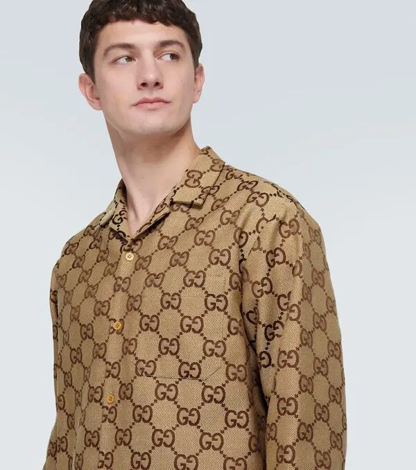 Gucci Maxi Gg Jacquard Canvas Shirt - Beige | Editorialist