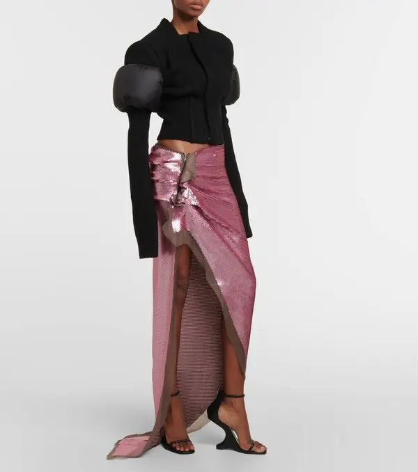 Rick Owens Edfu Embellished Chiffon Maxi Skirt