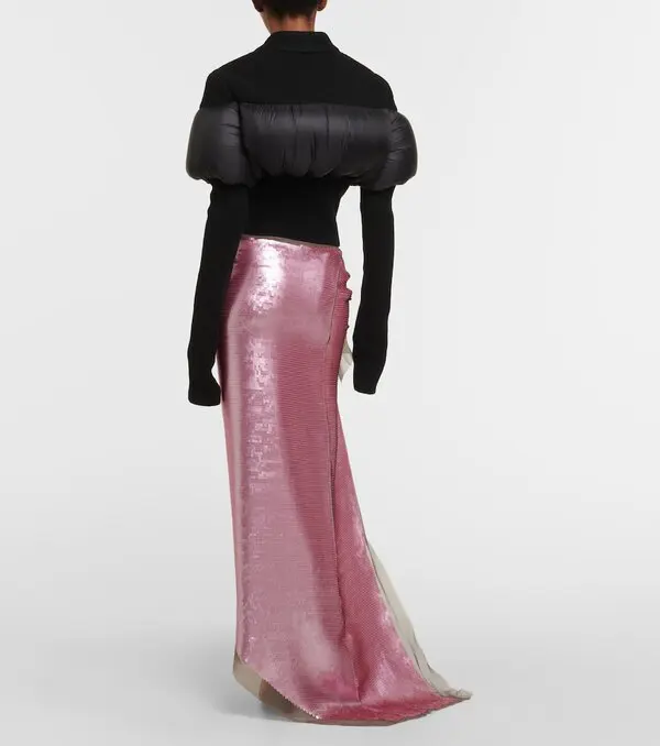 Rick Owens Edfu Embellished Chiffon Maxi Skirt