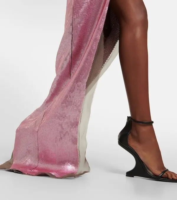 Rick Owens Edfu Embellished Chiffon Maxi Skirt
