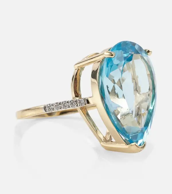 Mateo 14kt Gold Ring With Topaz And Diamonds
