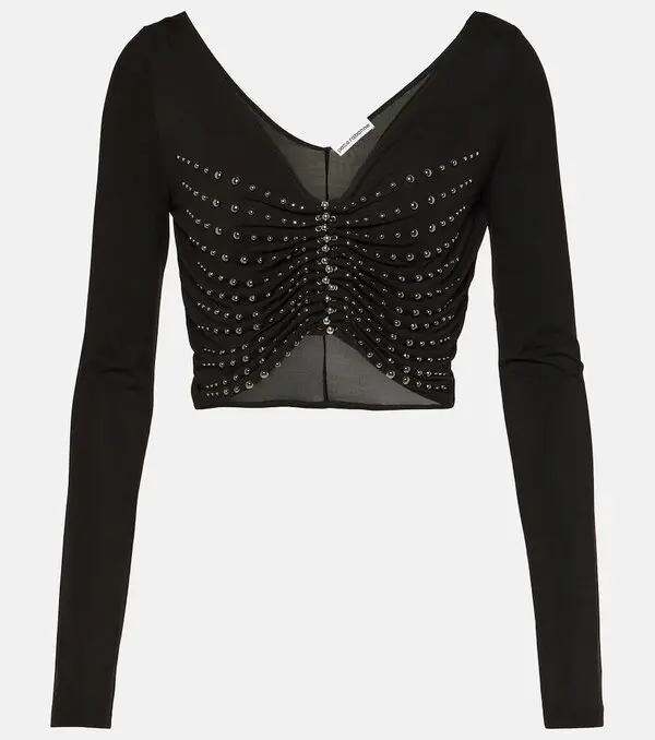 Rabanne Embellished Crop Top - Black