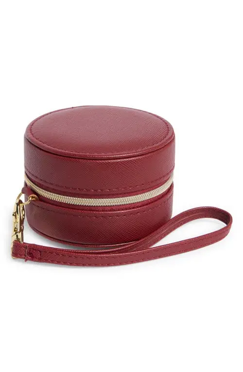 Nordstrom Mini Round Jewelry Box - Burgundy Saffiano