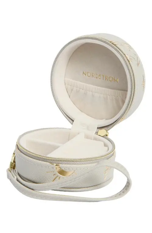 Nordstrom Mini Round Jewelry Box - Grey- Goldelestial