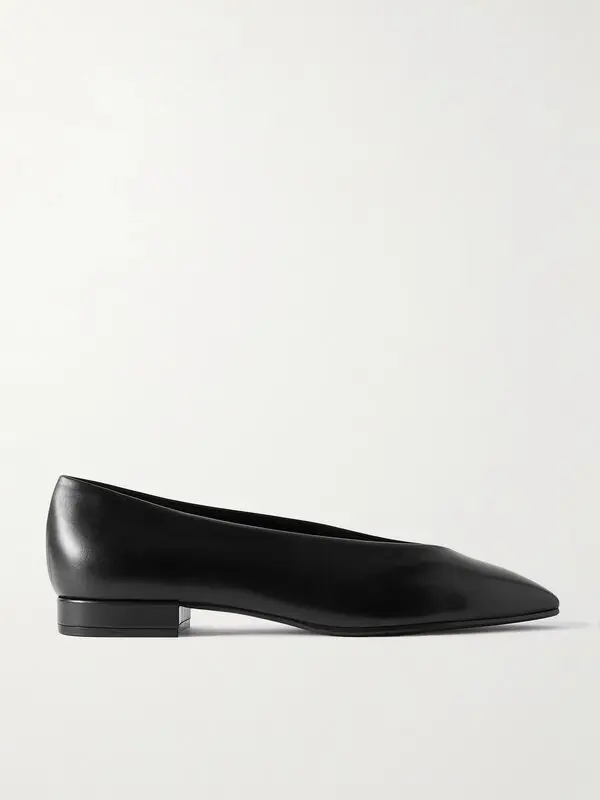 Loro Piana Rebecca Leather Point-toe Flats - Black