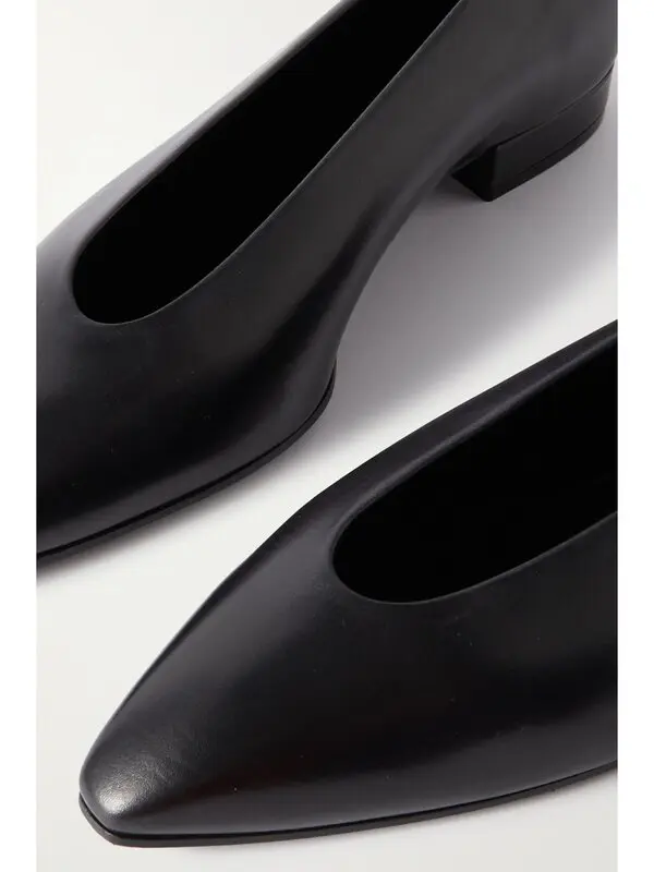 Loro Piana Rebecca Leather Point-toe Flats - Black