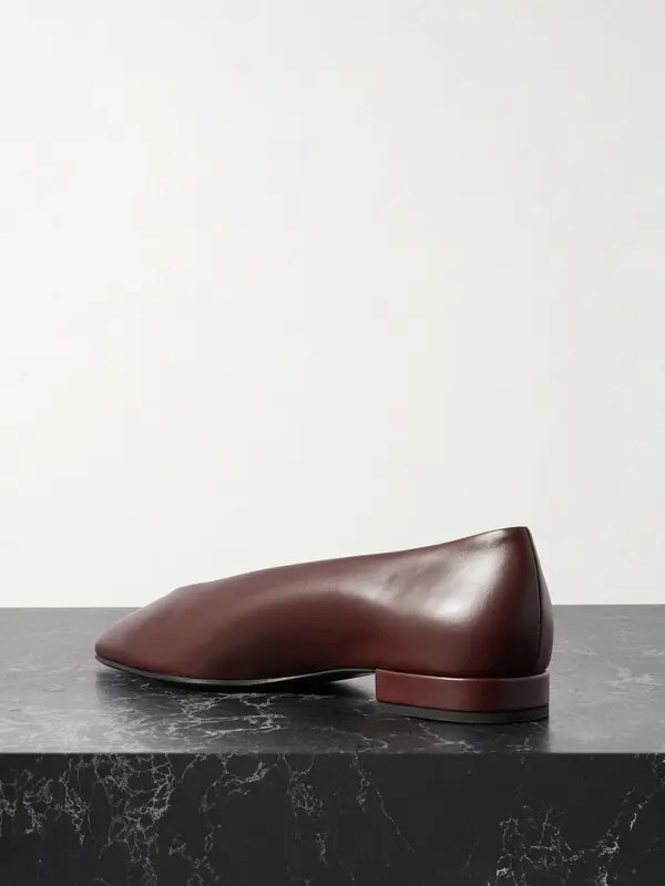 Loro Piana Rebecca Leather Flats - Burgundy