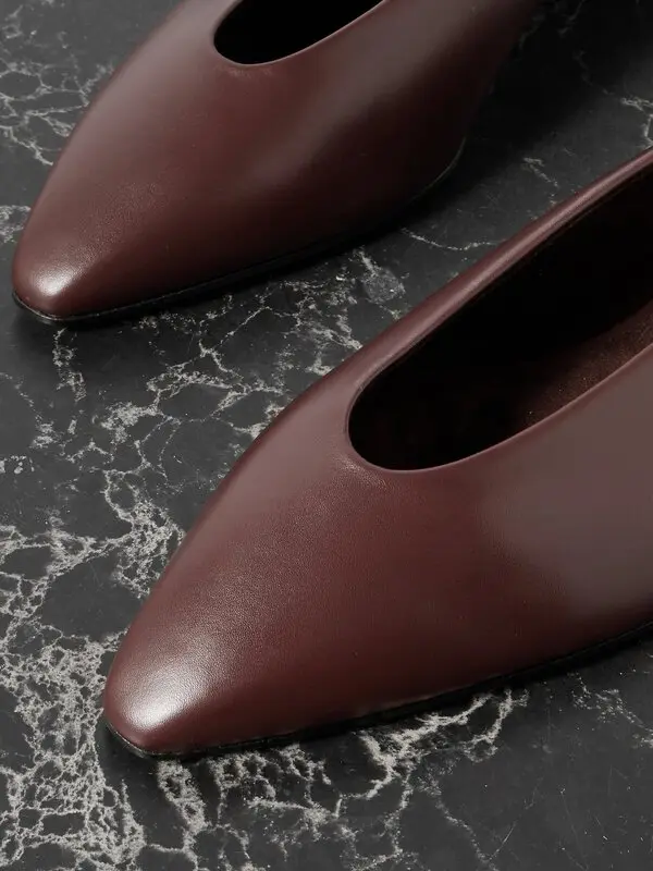 Loro Piana Rebecca Leather Flats - Burgundy