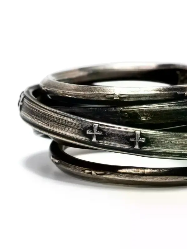 Werkstatt:MüNchen Wound Unite Embossed-Cross Layered Ring - Silver