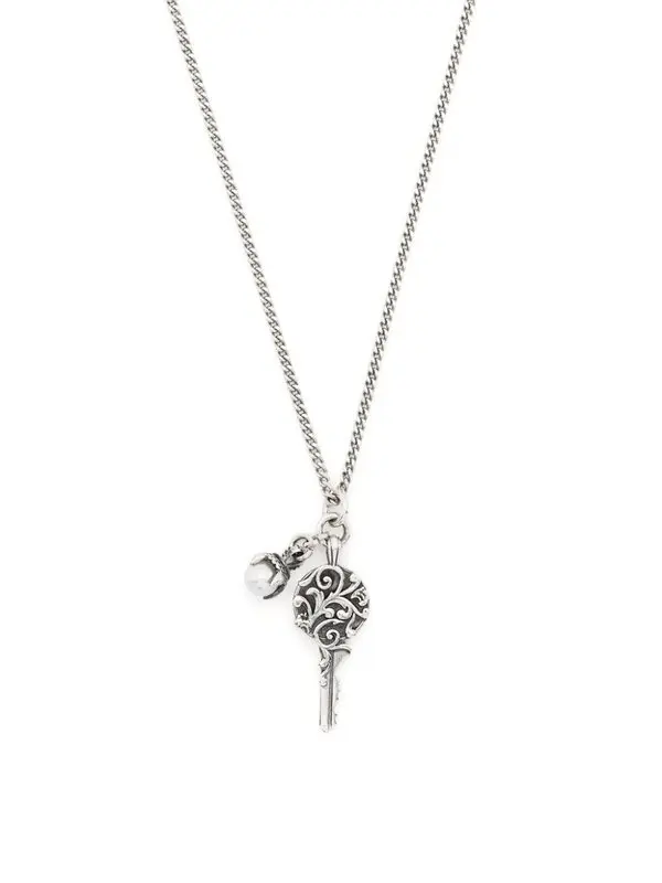 Emanuele Bicocchi Arabesque Key And Pearl Pendant Necklace - Silver