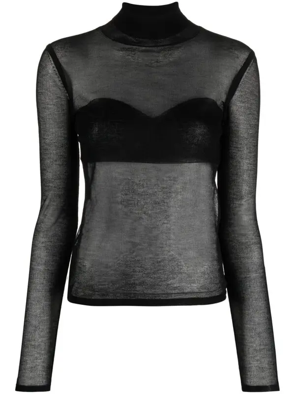 Nina Ricci Semi-sheer High-neck Knit Top