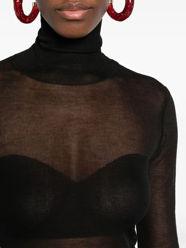 Nina Ricci Semi-sheer High-neck Knit Top