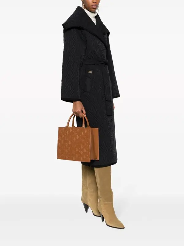 Elisabetta Franchi Monogram Shopper Bag - Brown