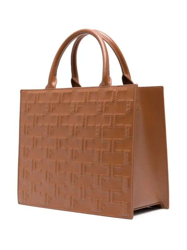 Elisabetta Franchi Monogram Shopper Bag - Brown