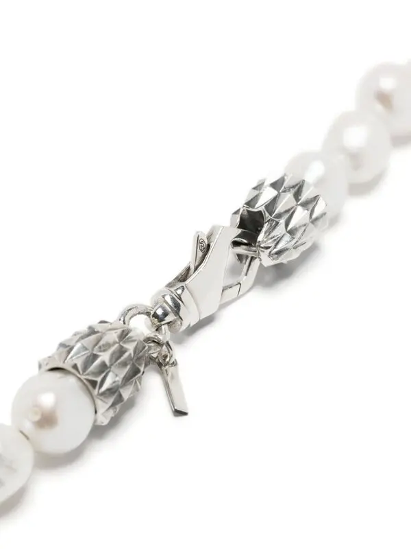 Emanuele Bicocchi Cross Pendant Pearl Necklace - Silver