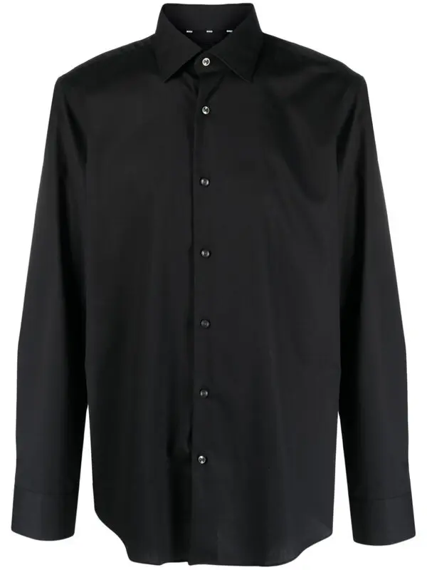 BOSS Classic-collar Poplin Shirt - Black