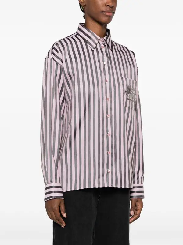 Etro Pegaso-embroidered Striped Shirt - Pink