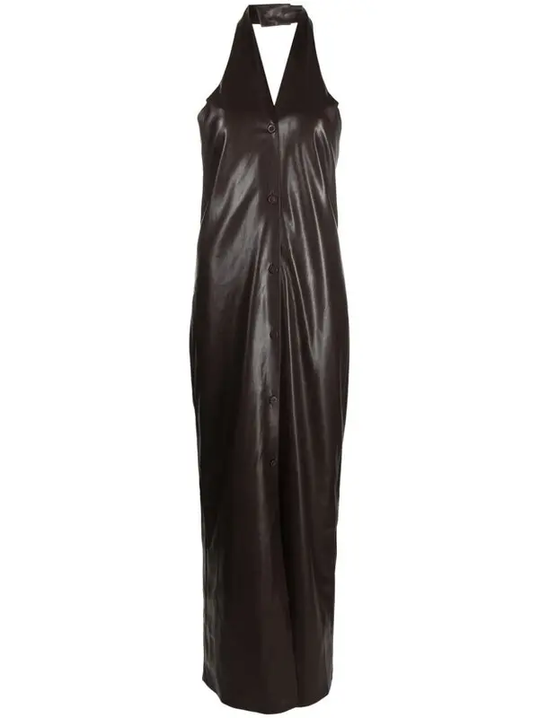 Nanushka Halterneck Faux-leather Maxi Dress