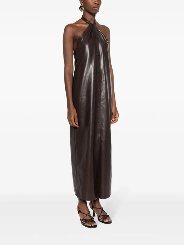 Nanushka Halterneck Faux-leather Maxi Dress