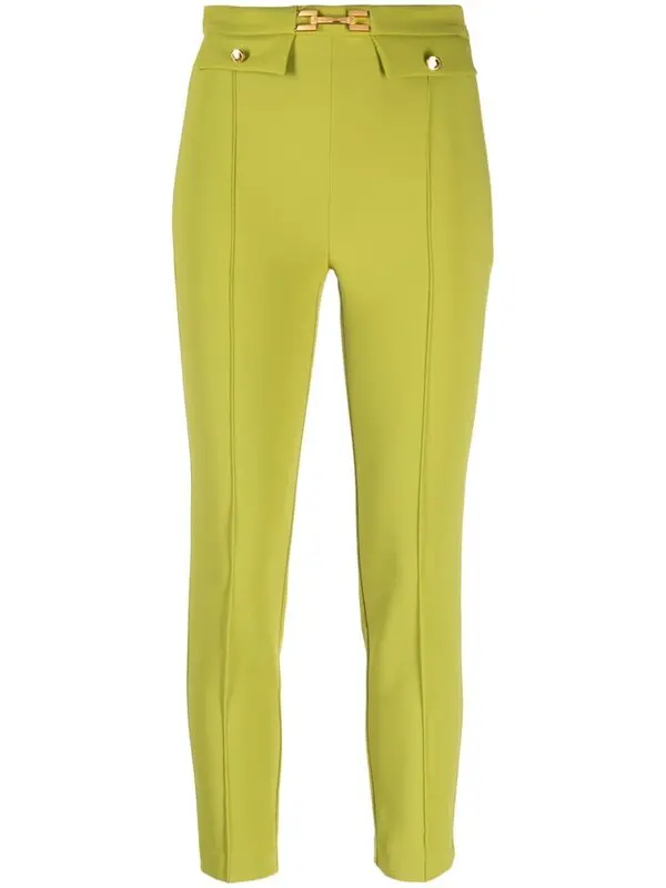 Elisabetta Franchi Logo-plaque Skinny Trousers - Green