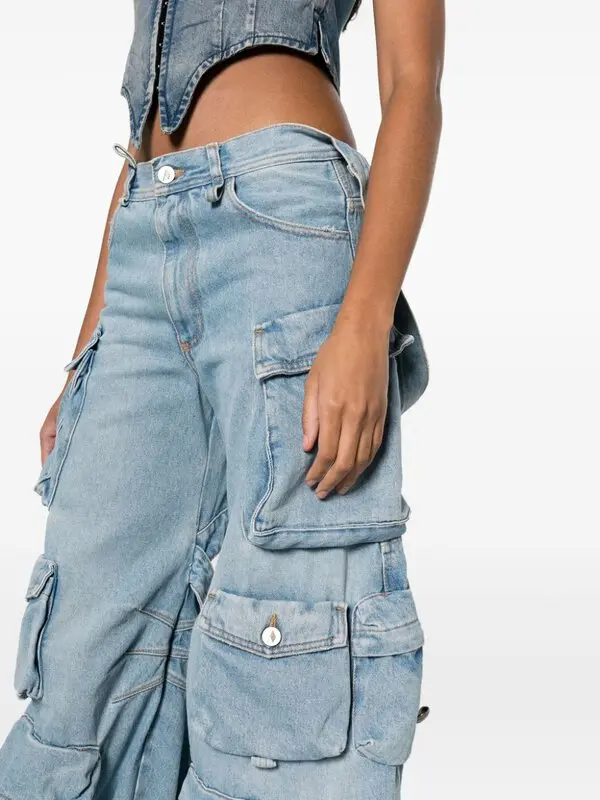 Attico Wide-Leg Cargo Jeans - Blue | Editorialist