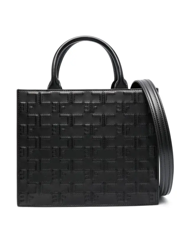 Elisabetta Franchi Bold Monogram Shopper Bag - Black