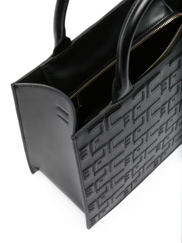 Elisabetta Franchi Bold Monogram Shopper Bag - Black