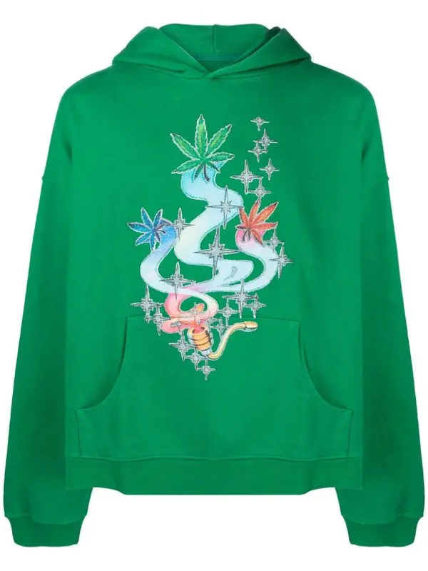 ERL Leaf-print Cotton Hoodie