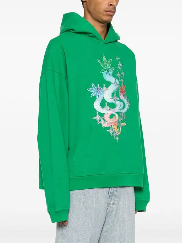 ERL Leaf-print Cotton Hoodie