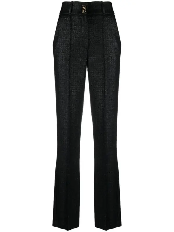 Elisabetta Franchi Crepe-texture High-waist Trousers